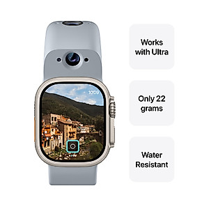 Wristcam, Smart Dual-Camera Band for Apple Watch (Apple MFi Certified), 8MP Sensor, Full HD Video/720P Sport Mode, (New) Pro. Image Stabilization, WiFi, IP68 Water Resistant, Siri Integration