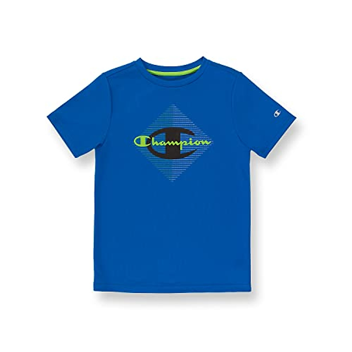 Champion Boys T-shirt, Kids' For Lightweight Tee Script & Print, Living In Blue Script Over Diamond C Logo, 10-12 US