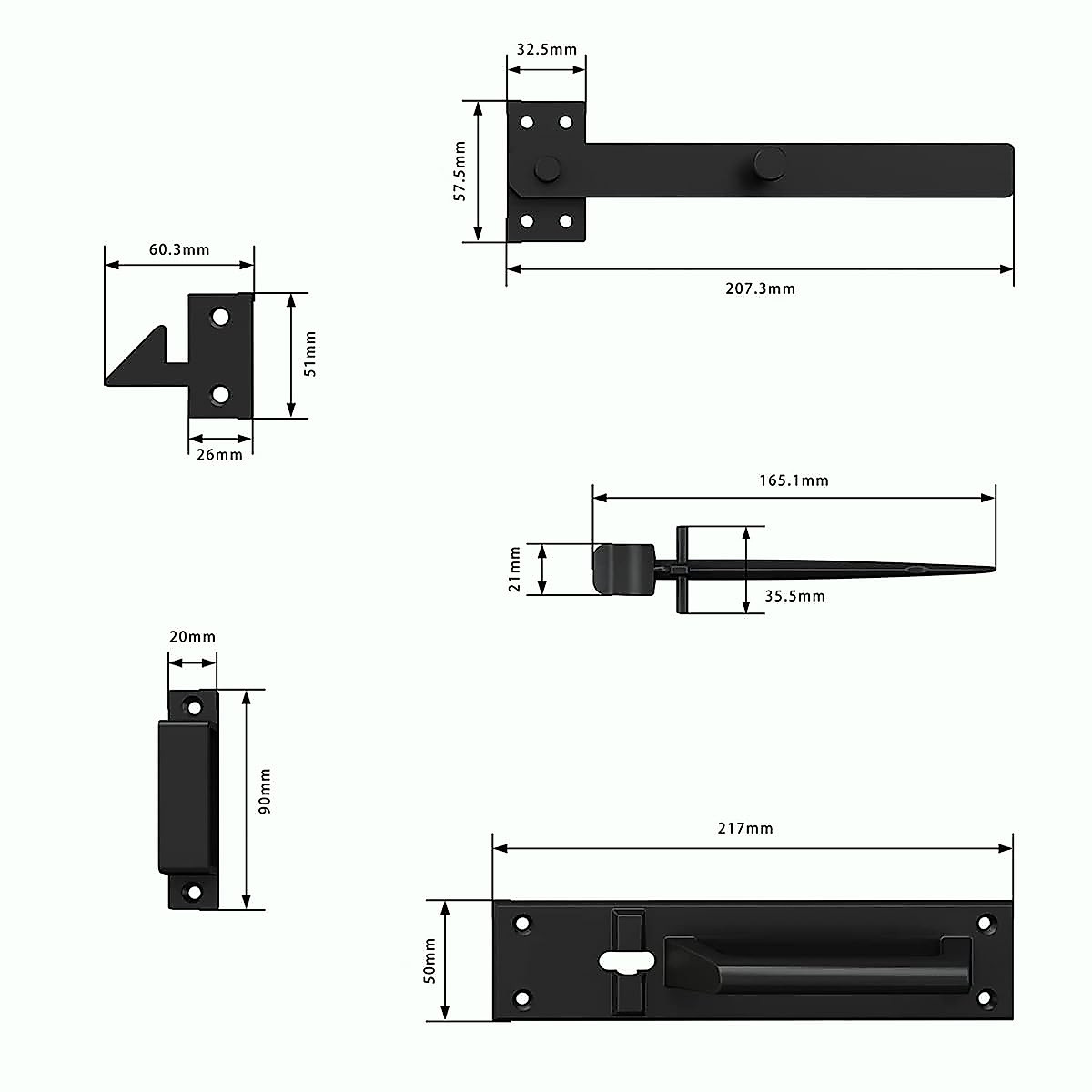 WEWORTH Heavy Duty Gate Latch for Wooden Fence, Aluminum Two Side Swinging Door Latch Gate Hardware,Self Locking Outswinging Door Latch Gate for Garden,Farm,Outdoor Fence, Wooden Gates