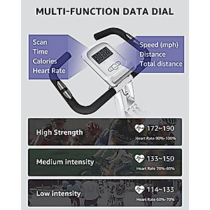 KURONO Stationary Exercise Bike for Home Workout | 4 IN 1 Foldable Indoor Cycling Bike for Seniors | 300 LB Capacity More Magnetic Resistance Seat Backrest Adjustments - White