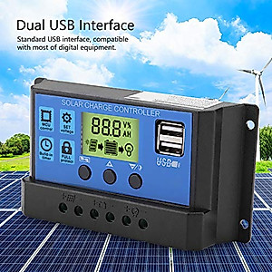 LZKW Solar Charger Controller, Solar Controller, Built-in Various Protection Functions, Current Protection Solar Panel for Charge Regulating Charge Management(YJSS-10A)