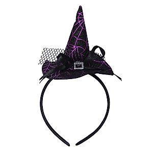 Elaine Room Headband Hat Hoop Band Headwear Witch Wizard Spiderweb for Halloween Christmas Party Cosplay Costume Baby Girls Boys (B purple cobwebs)