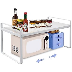 KOMOHOM Expandable Cabinet Organizer 16"~26", Kitchen Shelf Organizer Spice Rack 11” wide, Cupboard Organizers And Storage Shelves, Kitchen Counter Organizers, Countertop Cabinets Small Pantry Shelf