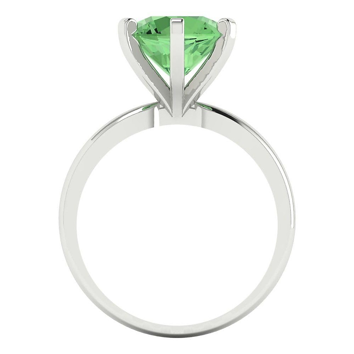 Clara Pucci 3 ct Round Cut Solitaire Green Simulated Diamond Excellent Engagement Bridal Promise Anniversary Ring 18K White Gold 4.5