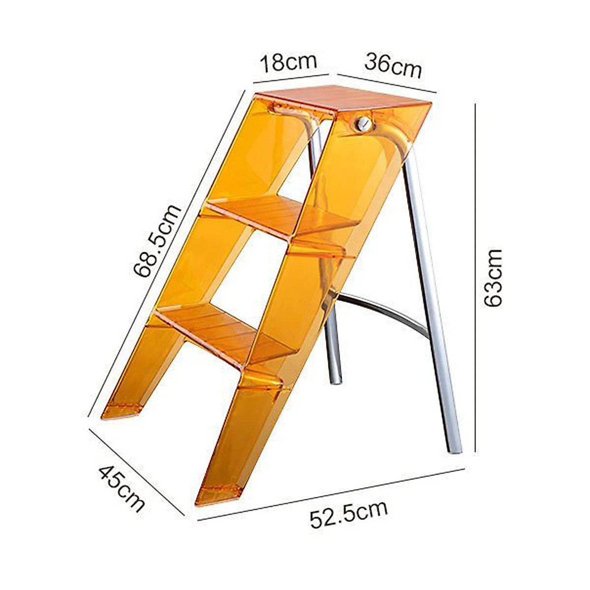 Tightstore Step Stools for Adults, 3 Step Ladder Folding Step Stool, Folding Stools for Adults Portable, Acrylic 3 Step Ladder, with Ladder and Stool