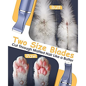 oneisall Dog Paw Trimmer for Grooming with Double Blades, Low Noise 2-Speed Small Dog Cat Grooming Clippers for Paws, Eyes, Ears, Face, Rump (Blue)