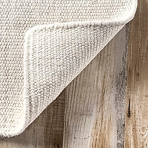 nuLOOM Stacia Stripes Wool Flatweave Area Rug, 10' x 14', Ivory