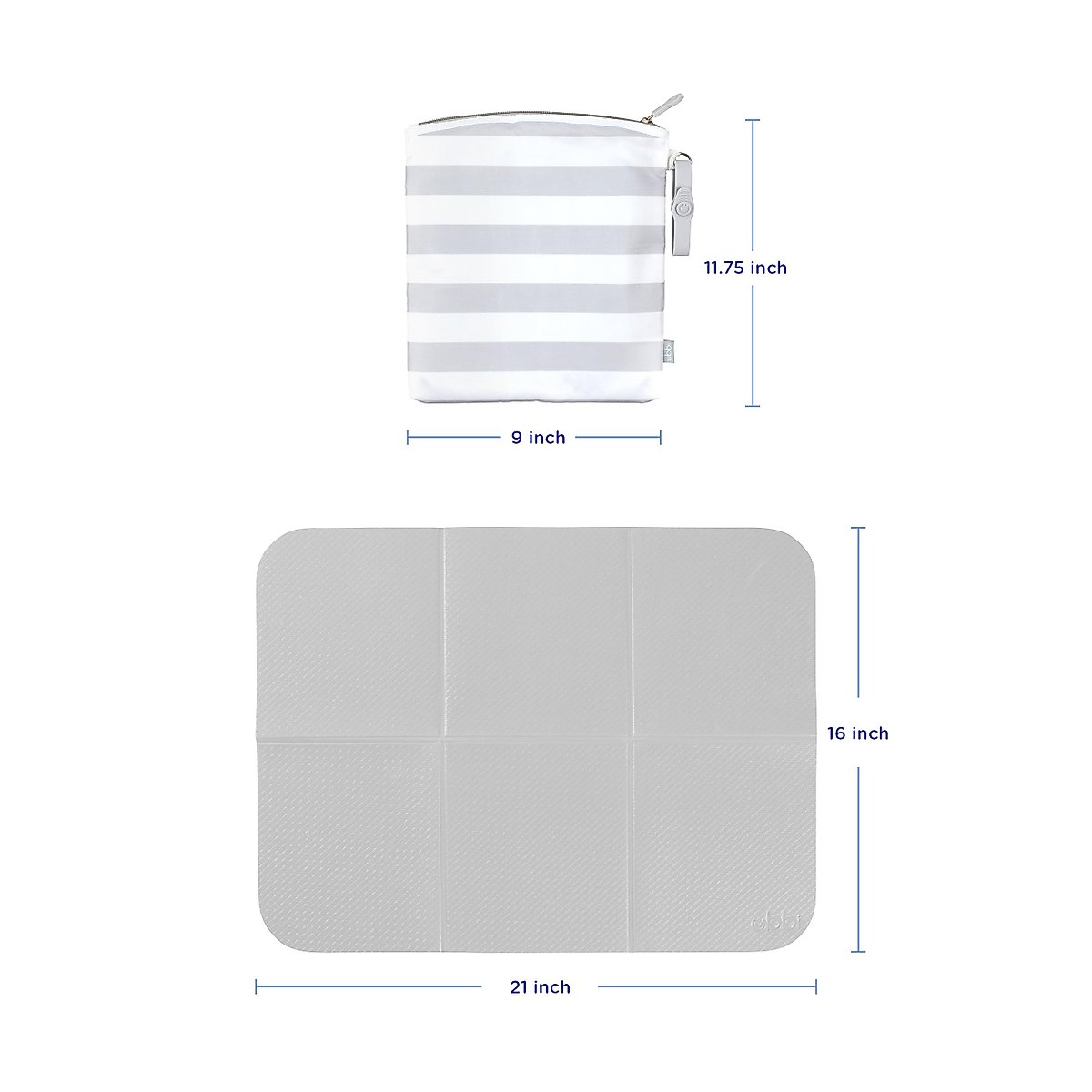 Ubbi On-the-Go Changing Mat with Carrying Bag, Soft and Comfortable Diaper Bag Accessory Must Have for Newborns, Easy to Clean, Portable Changing Pad, Gray