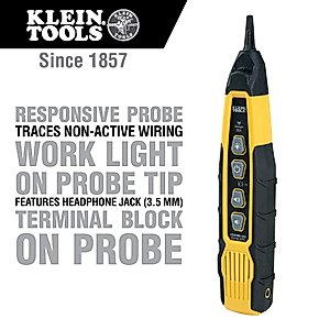 Klein Tools VDV501-852 Cable Tester & VDV500-123 Cable Tracer Probe-Pro Tracing Probe with Replaceable Non-Metallic, Conductive Tip and a Light for Use in Dark Spaces