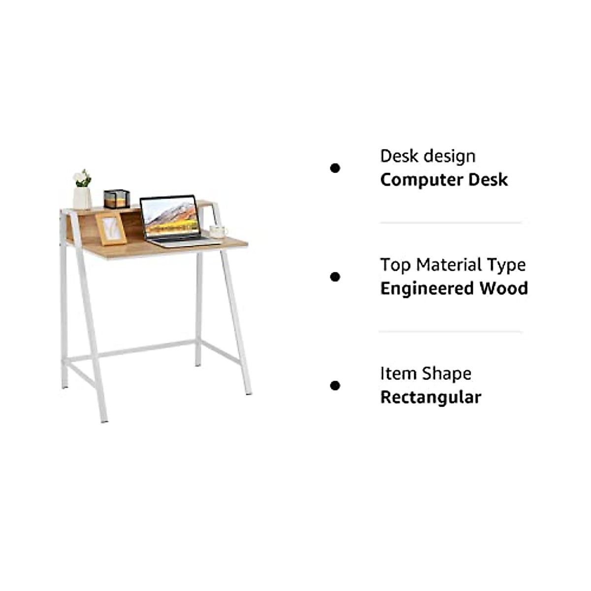 Tangkula Small Computer Desk, Compact Home Office Desk with Sturdy Frame, 2 Tier Study Writing Table for Small Place Apartment Office, Desk for Bedroom, Kid’s Desk