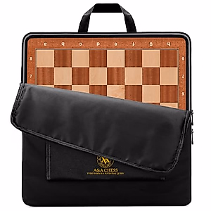 A&A 18.875" Professional Wooden Tournament Chess Board/Mahogany & Maple Inlaid /2.0" Squares w/Notation