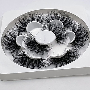 Veleasha Mink Eyelashes Faux 8D Wispy Fluffy Mink Lashes 25mm Dramatic Long Fake Eyelashes 4 Pairs Pack False Lashes (M02)