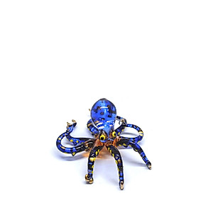 Handmade Mini 2.75" Blown Glass Swimming Octopus Figurines Figures Art,Collectible Dollhouse Gift Ideas,Miniature Ocean Animals,Tiny Ornament Cool Stuff Decor No.8
