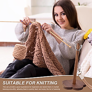 JIANWEI Portable Wrist Yarn Holder, Wrist Yarn Ball Minder Stand with Wristband&2 Finger Crochets, Yarn Minder Yarn Storage Organizer Knitting Supplies Crocheting Gift for Craft Lover(Walnut)