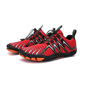 Men Women Outdoor Hiking Water Shoes Quick Dry Athletic Aqua Sport Shoes Barefoot Beach Pool Sneakers Red
