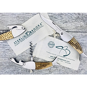 Sterling Brooke Wine Key, Stainless Steel with Wooden Handle Bones Design, Serrated Foil Cutter