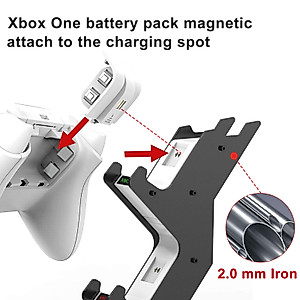 Controller Charger Dock Station for Xbox One, Fast-Speed Dual Charging Dock/Headset Controller Stand- Included 2x850 mAh Rechargeable Battery Packs (White)