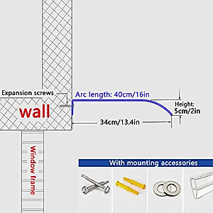 COSMETIZE Window Awning Front Door Outdoor Patio Awning Canopy Outdoor Polycarbonate Cover,50% Frosted and Transparent Porch Garden Canopy,Uv Rain Snow Protection,Easy to Assemble (16"x39")