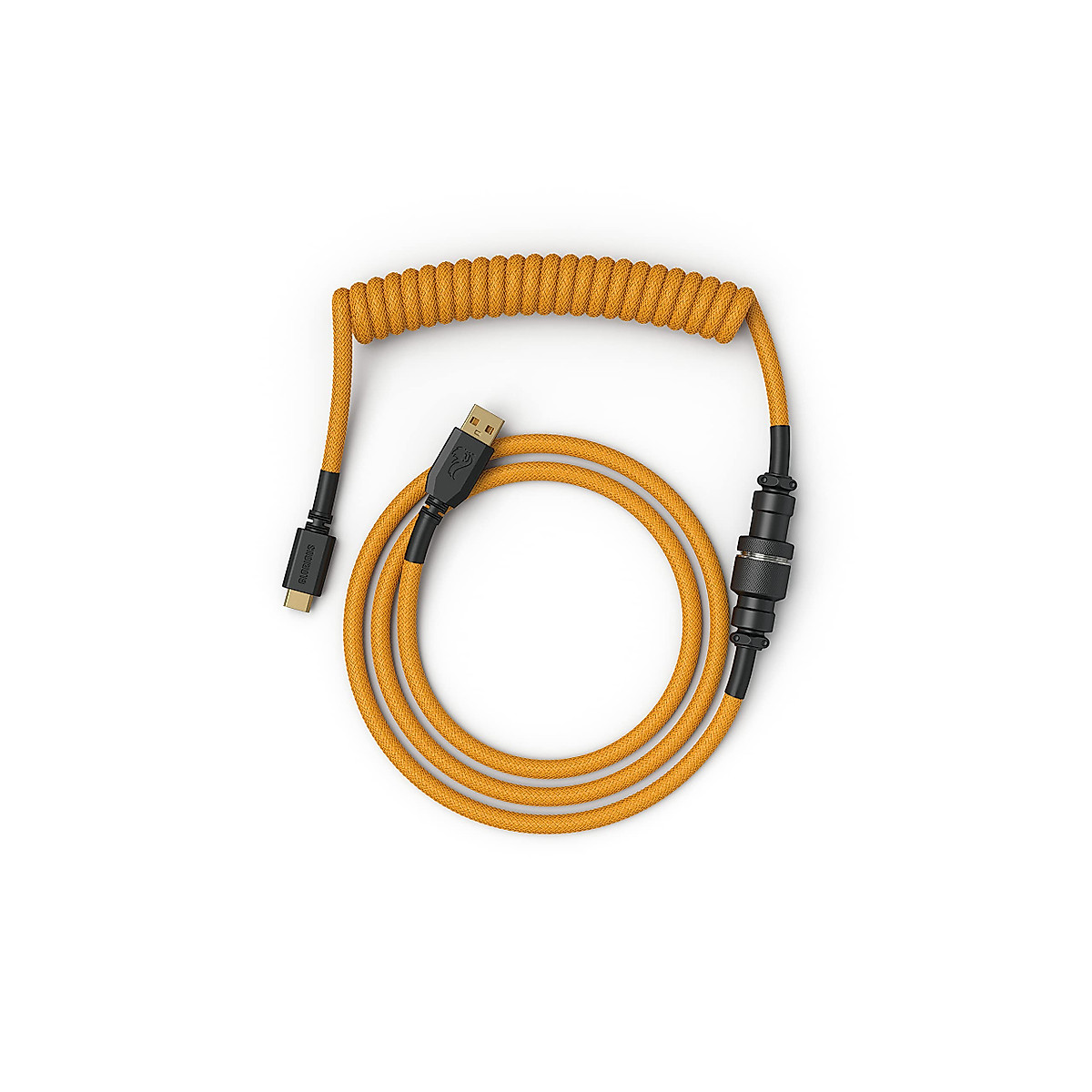 Glorious Coiled Keyboard Cable – Coiled USB C Cable Artisan Braided Cables for Mechanical Gaming Keyboard Coiled Cable - Custom Keyboard Cable (Glorious Gold)