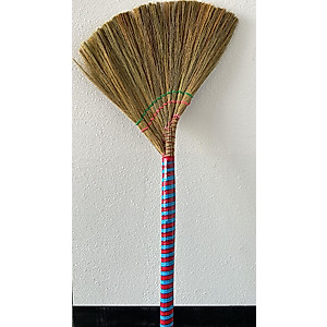(6 Packs) Traditional Asian Broom Trio - 40" Vietnamese Straw Brooms for Gentle Cleaning