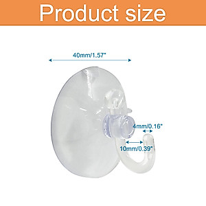 Bonsicoky 12 Pcs Suction Cups with Hooks, 40 mm Clear Plastic Sucker Hooks Wall Hooks for Decoration Door Bathroom Kitchen