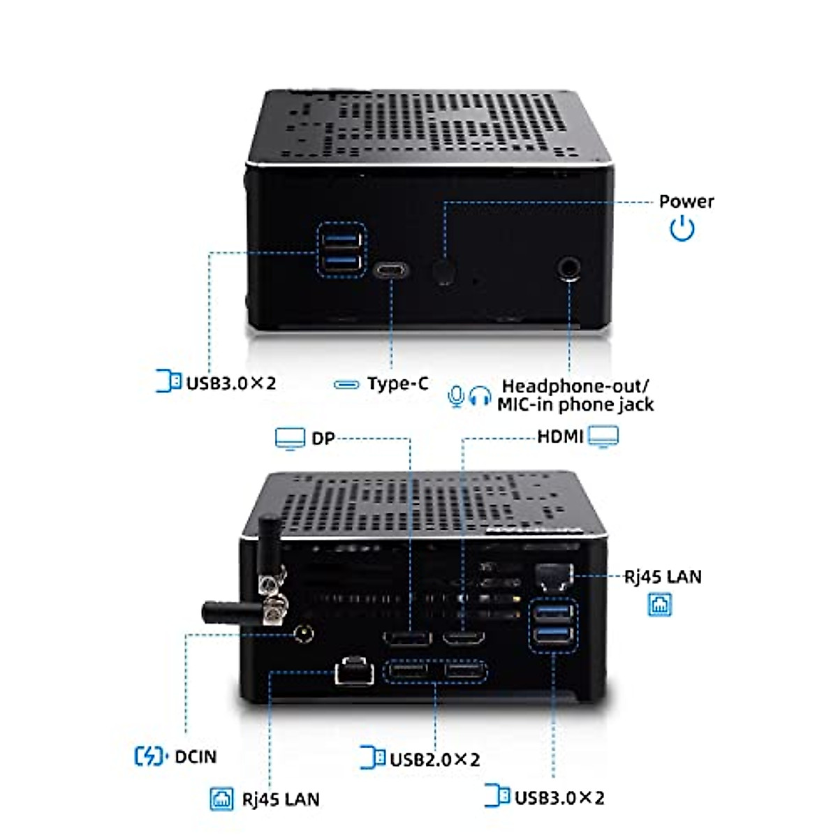 WEIDIAN Mini Complete PC, Mini PC Windows 11 Pro, Core i9-10980HK 64GB DDR4 RAM 512GB NVME SSD 1TB HDD,Mini Computer Windows 11, Micro PC, Micro Computer Support Dual Display, 4K HD, BT5.2 and WiFi6