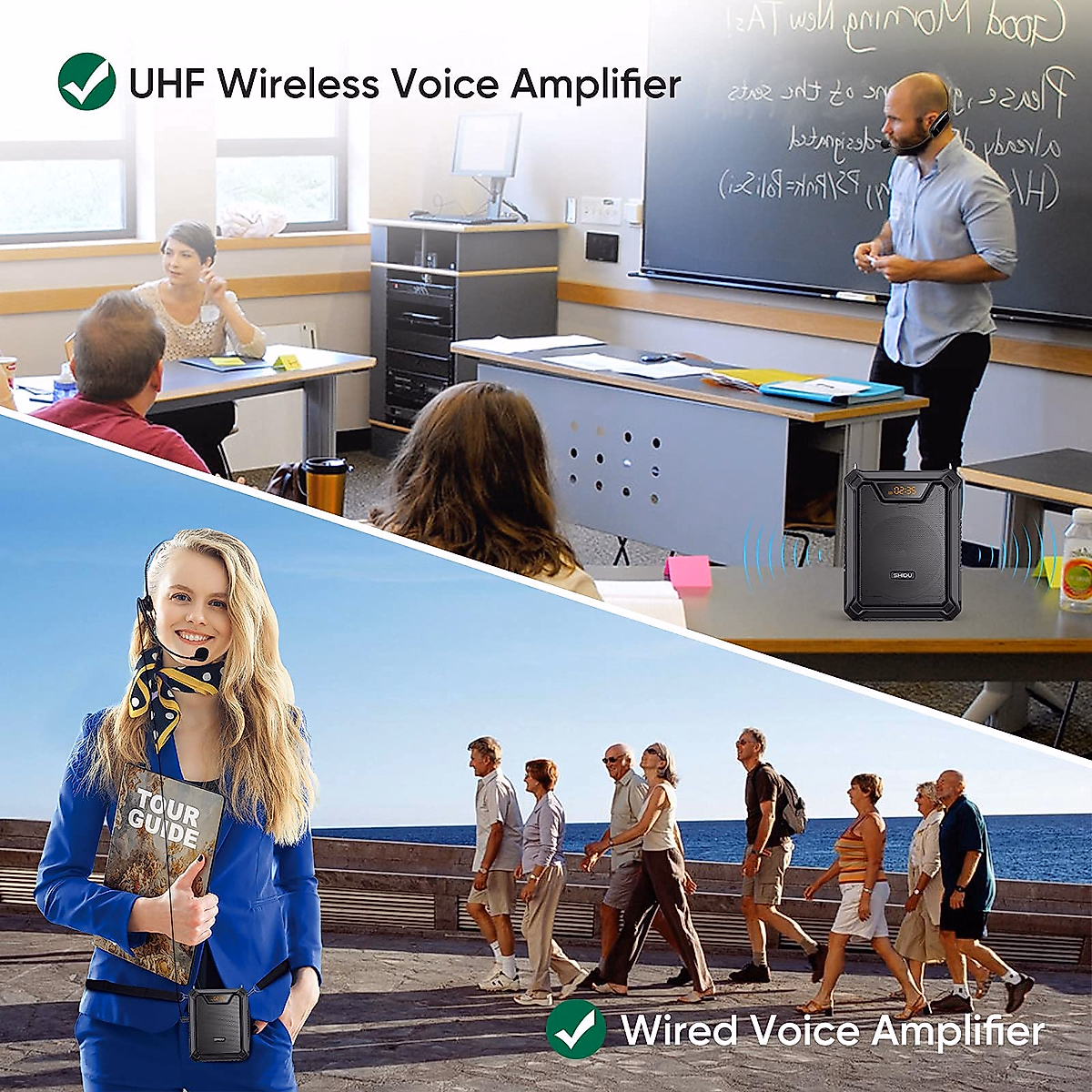 30W Voice Amplifier Wireless Microphone, SHIDU Classroom Microphone for Teachers Wireless Bluetooth Voice Speaker Portable PA Systems Speaker for Teachers,Classroom, Meetings and Outdoors