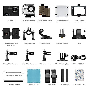 GNOLKEE 4K WiFi Action Camera, 100 Feet Waterproof Camera with 170 Ultra Wide Angle Lens, 2" IPS Screen Underwater Camera with Accessories Kit for Go pro PC Webcam YouTube/Vlogging Video