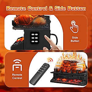 Xbeauty 20" Electric Fireplace Logs Heater,750W/1500WInsert Heater,Simulated Nature Sounds,5 Flame Brightness&Speed/Remote Control/Timer,with Flame Projection Board,for Home and Office Decor