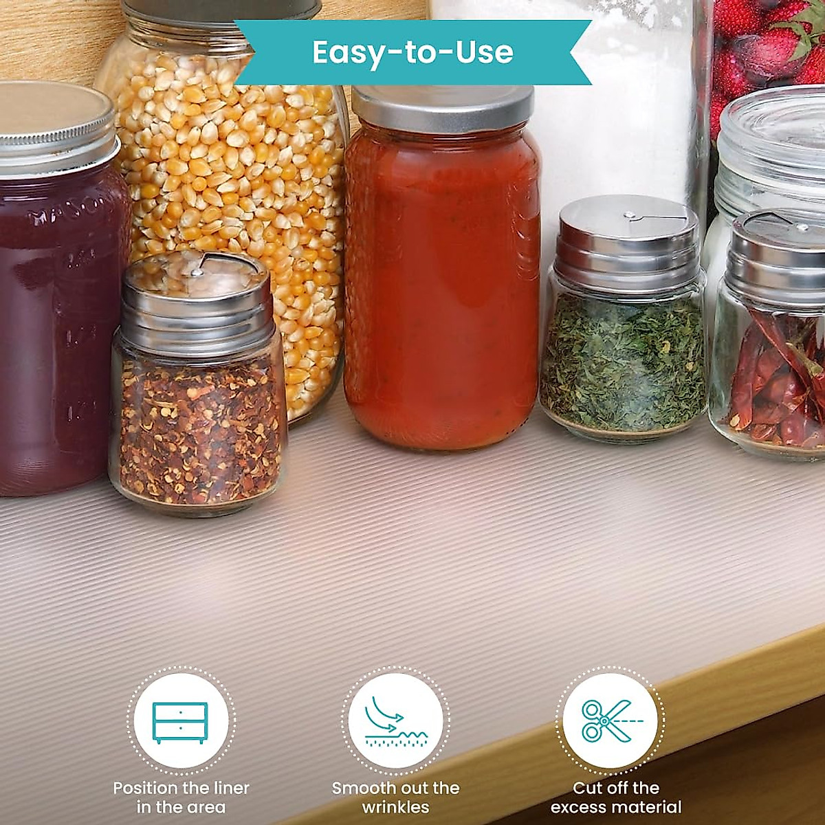 Con-Tact Brand Premium Plus Heavy Duty Non-Adhesive Shelf and Drawer Liner, 12" x 6', Ribbed Clear, 6 Rolls