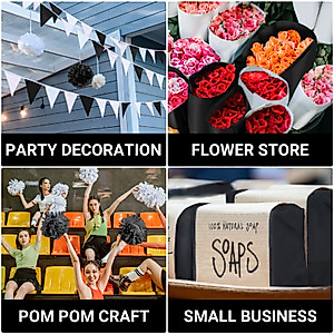 EUSOAR Black Wrapping Tissue Paper, 20x30 inches 200pcs Present Packing Tissue Paper, Tissue Paper Crafts, Tissue Paper Bulk, for DIY Crafts Decorative Tissue Paper Art Craft Birthday Party Festival