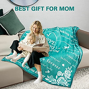 SRIZIAN Gifts for Mom, Birthday Gifts for Mom, I Love You Mom Gift Blanket, with Printed Blanket, Unique Mom Gift from Daughter or Son for Valentine's Day, Birthday, Thanksgiving, Christmas