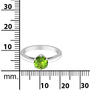 Belinda Jewelz Ring for Womens 925 Sterling Silver Band Ring Green Peridot Gemstone Ring Solitaire Center Round 7mm Jewelry Gift for Her, Size 7