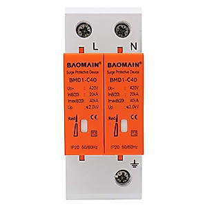 Baomain Surge Protection Breaker Device Arrester BMD1-C40 Arrester White 1P+N 20-40KA 420V