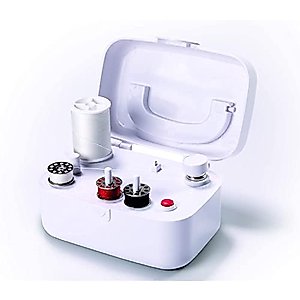 SINGER | Bobbin Winder For Sewing Machines - For Class 15 and 15J Bobbins - Simple & Portable - Battery Powered With Included Power Adapter , White