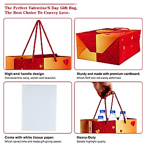 WhatSign Valentines Day Gift Bags Love You 13" Large Gift Bags with Tissue Paper and Card for Her Him Valentine's Paper Gifts Bags with Handles for Valentine's Day Anniversary Wedding Birthday Party