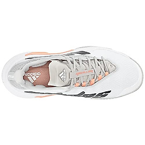 adidas Women's Barricade 12 Tennis Shoe, White/Silver Metallic/Ambient Blush, 8