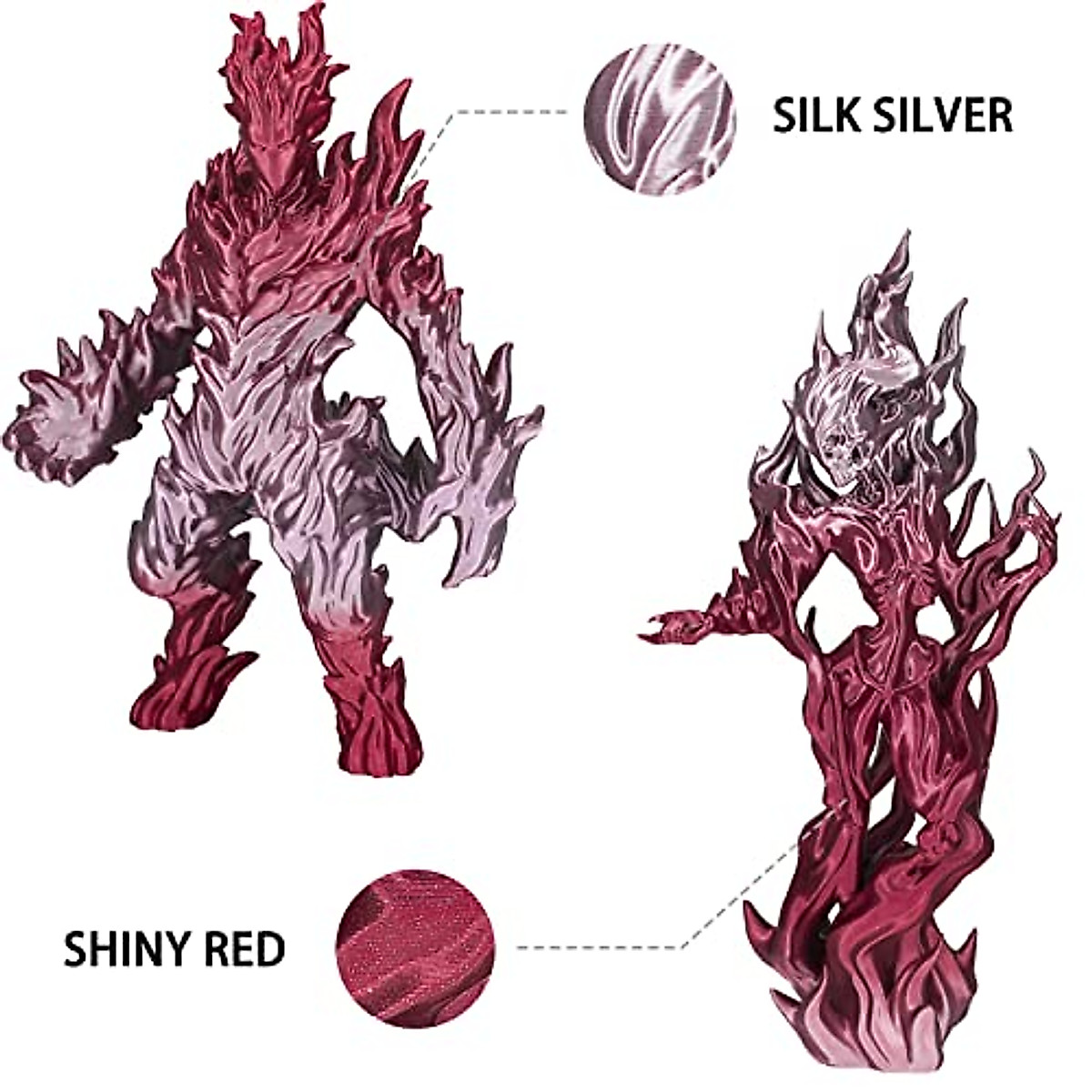 (2 Items) 1kg Silk Silver Shiny Red & 1kg Vintage Metal Rainbow PLA Filament, 3D Printer Filament, PLA Filament 1.75mm +/- 0.02mm