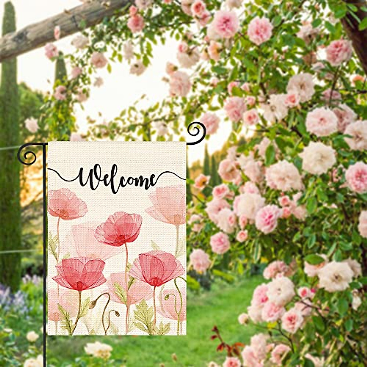 AVOIN colorlife Corn Poppies Garden Flag 12x18 Inch Double Sided Outside, Spring Memorial Floral Welcome Yard Outdoor Flag