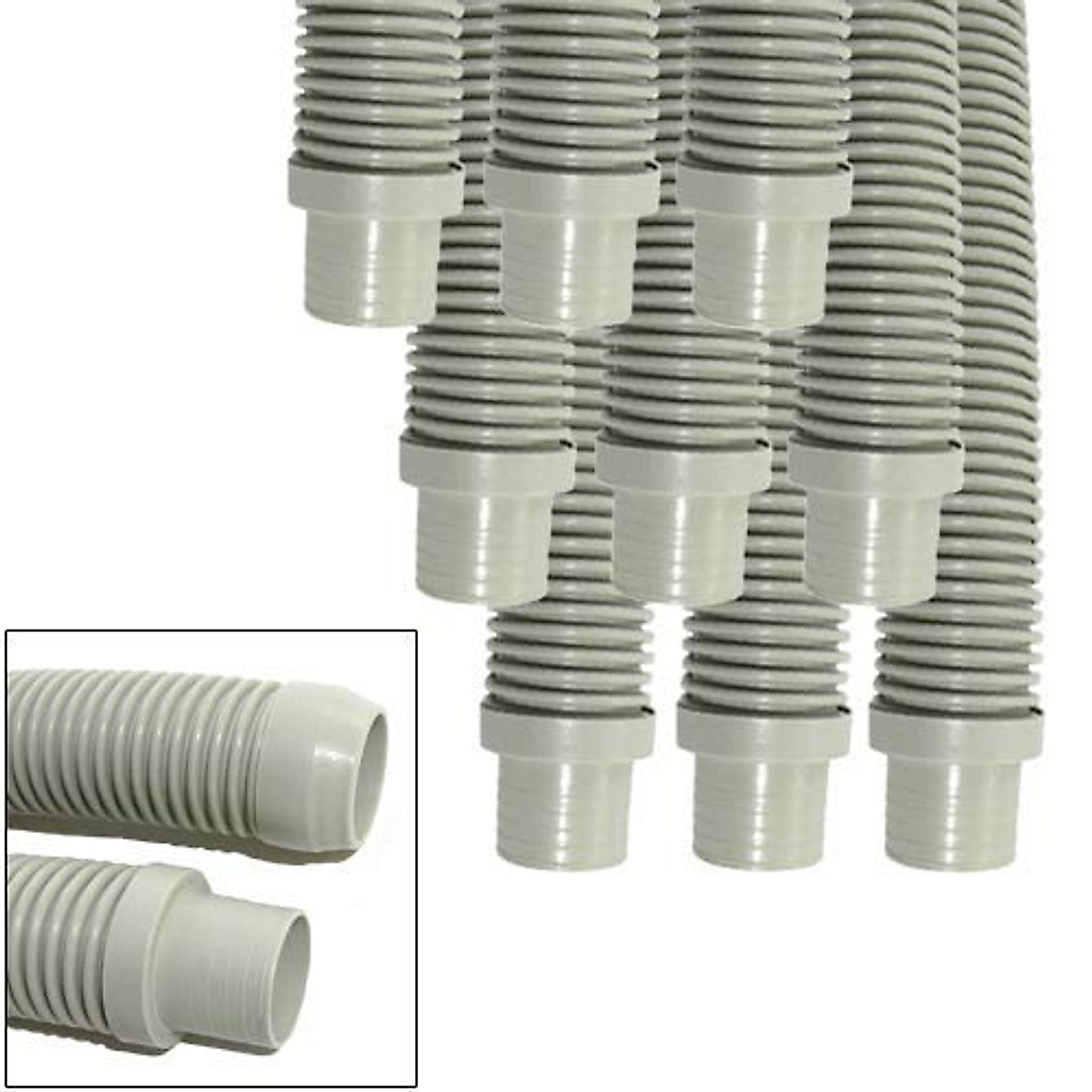 Puri Tech 9 Pack Universal Swimming Pool Cleaner Suction Hose 48 Long Grey Color for Hayward Navigator, Pool Vac Ultra, AquaBug, Polaris ATV and More