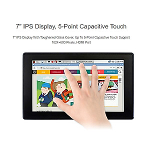 Waveshare Pi400 Kit Compatible with Raspberry Pi Bundle with 7inch HDMI Touch Display 1024×600 Pixels HDMI Port Up to 5-Point Capacitive Touch Support (9 Items)