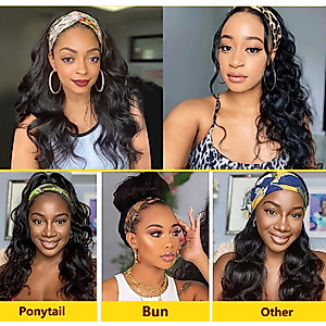 Headband Wigs for Black Women Human Hair 18 Inch Glueless Body Wave Headband Wig Human Hair 100% Brazilian Virgin Hair Machine Made Head band Wig 150% Density
