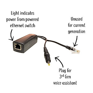 Mount Genie PoE Power Over Ethernet Splitter Adapter 15W Output for Voice Assistants (1-Pack)