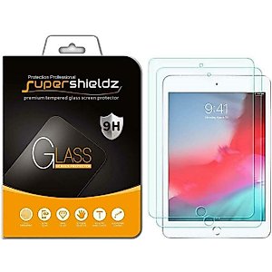 Supershieldz (2 Pack) Designed for Apple iPad Mini 5 (2019) and iPad Mini 4 Tempered Glass Screen Protector, Anti Scratch, Bubble Free