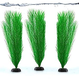 SunGrow Aquarium Plastic Silk Plants, Gives Shade and Beautiful Environment to Aquatic Pets, Perfect for Both Saltwater and Freshwater Tanks Decoration, Fish Tank Accessories & Supplies, 3 Pcs