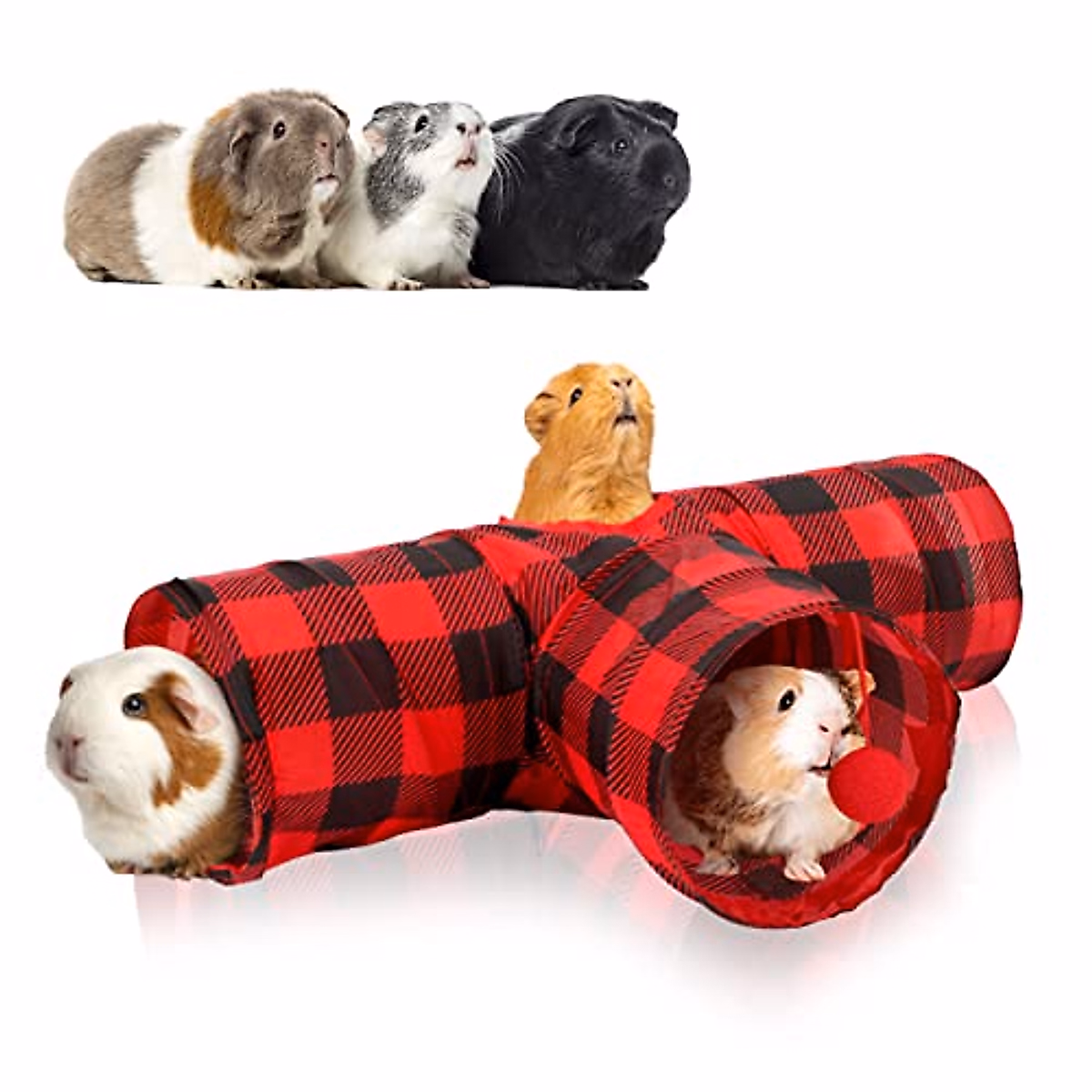Rypet Guinea Pig Tunnels & Tubes Collapsible 3 Way Small Animals Hideaway Activity Tunnel Toys for Guinea Pig Chinchilla Ferret Hamster