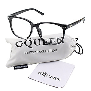 GQUEEN Fake Glasses Oversized Non Prescription Glasses Clear Lens Glasses for Women Men Eyeglasses Glossy Black, 201581