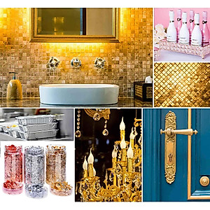 Gold Foil Flakes for Resin, Paxcoo Imitation Gold Foil Flakes Metallic Leaf for Nails, Painting, Crafts, Slime and Resin Jewelry Making (Gold, Silver, Copper Colors)