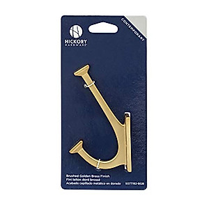 Hickory Hardware Skylight Collection Coat Hooks, Wall Hooks for Hanging Coats, Hats, Towels, Robes and More, 4-7/8 Inch Long, Brushed Golden Brass, Single, 1 Count (Pack of 1)