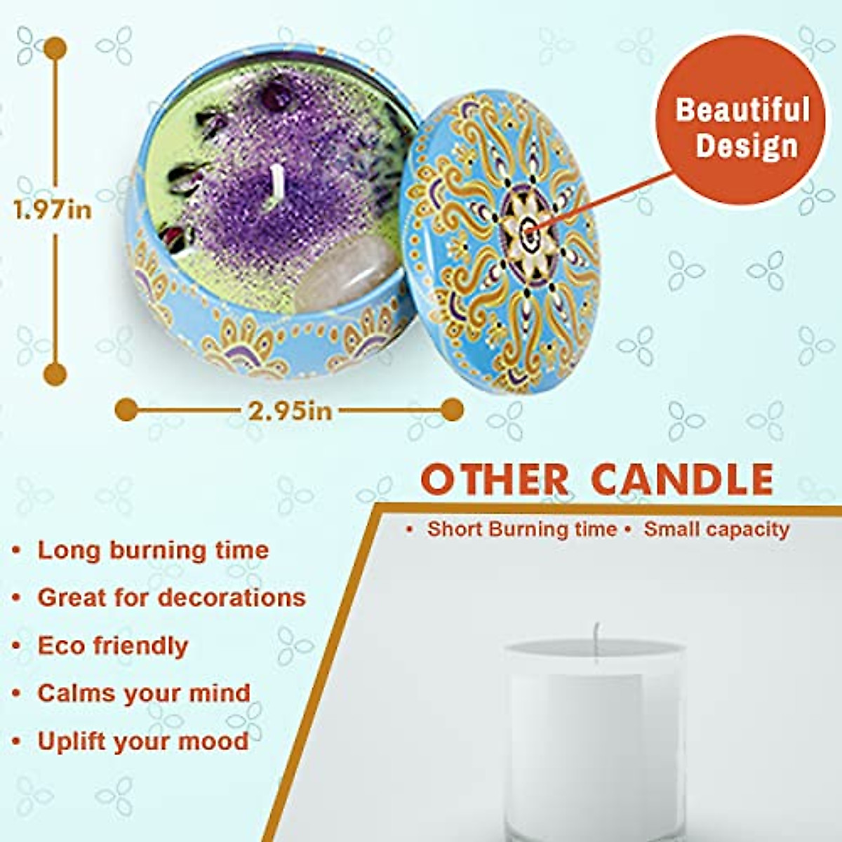 Pack of 4 beautiful rose quartz crystal infused scented soy candles with wooden and marble holders | Birthday gift set for women | aromatherapy and medidation candles